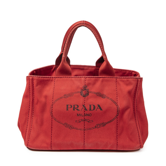 Prada | Bags | Prada Medium Canapa Tote In Red Canapa Canvas | Poshmark